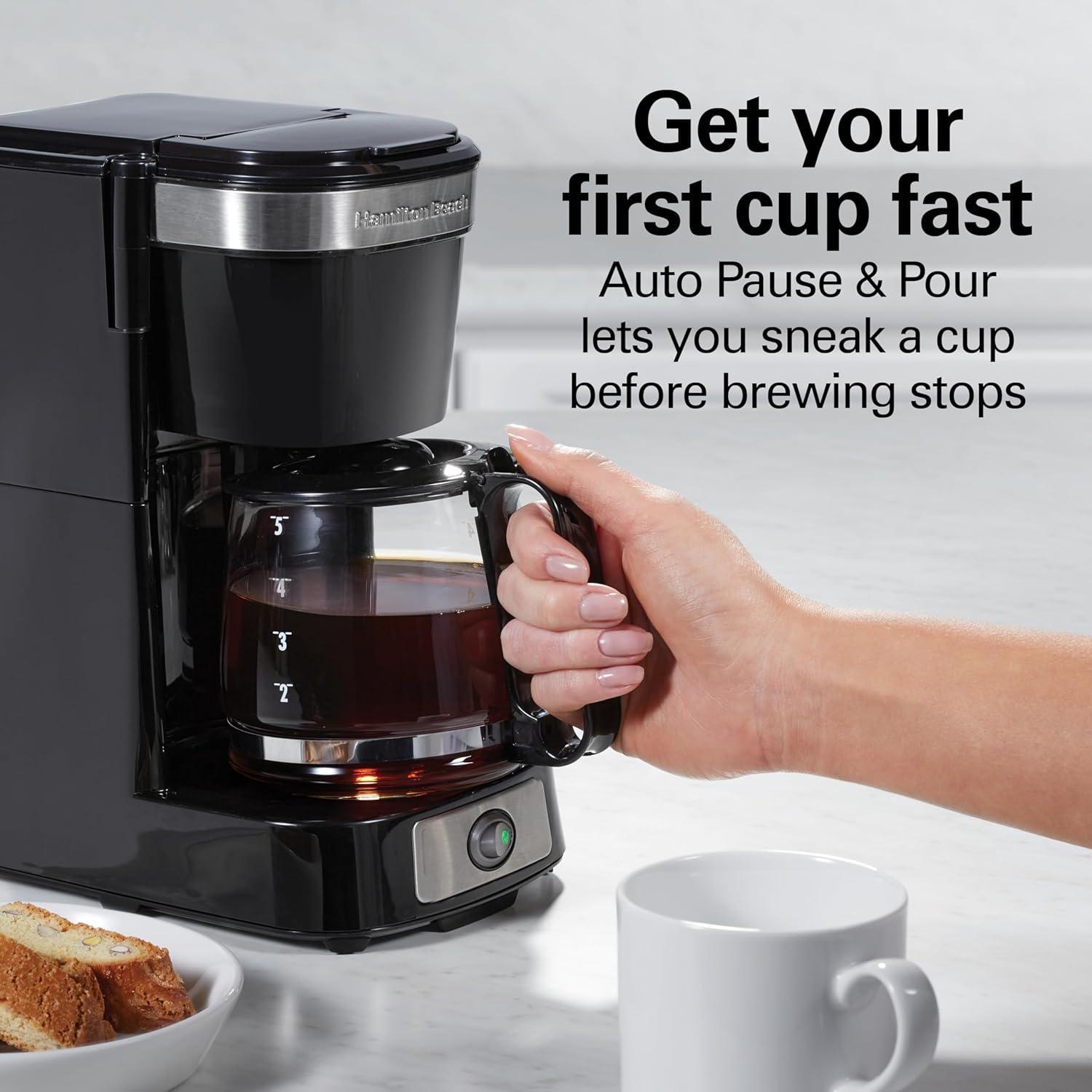 Hamilton Beach 5 Cup Drip Coffee Maker with Easy FrontFill Basket ...