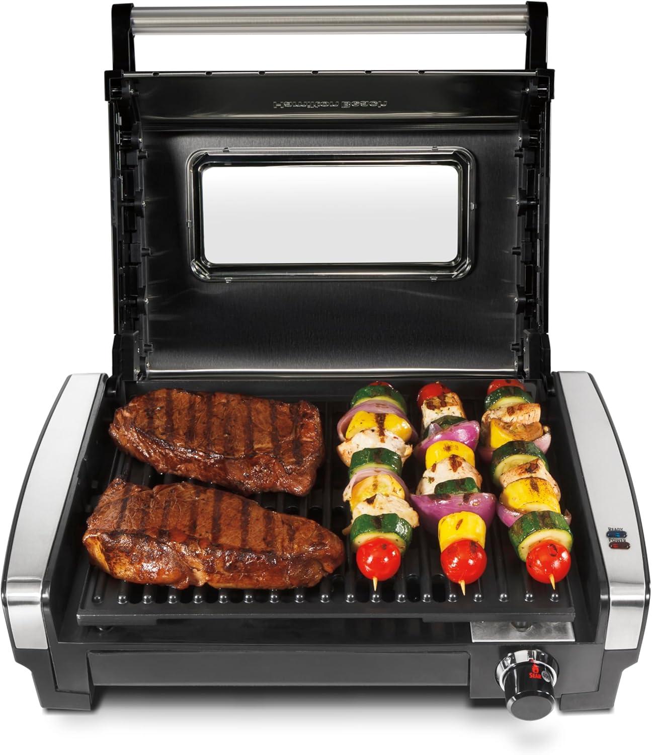 Hamilton Beach Electric Indoor Searing Grill with Viewing Window ...