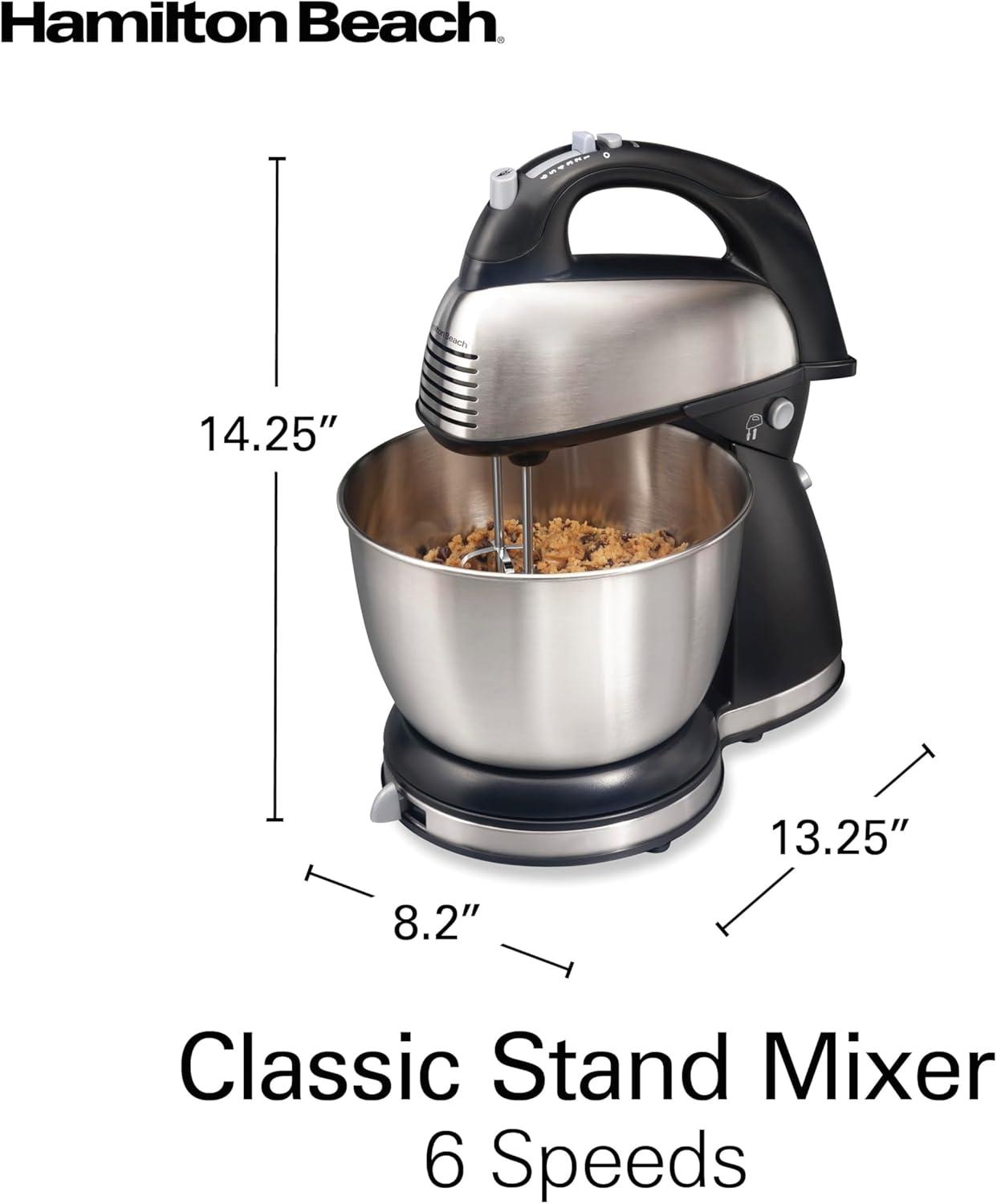 Hamilton Beach Classic Stand and Hand Mixer, 4 Quarts, 6 Speeds with ...